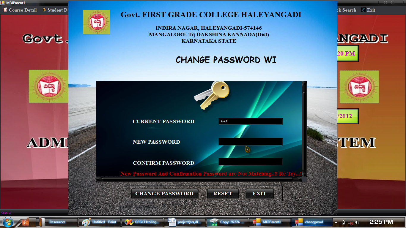 Screenshots of Administrative Management System