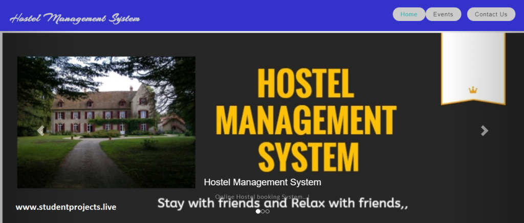 PHP MySQL Hostel Management System - Student Projects Live