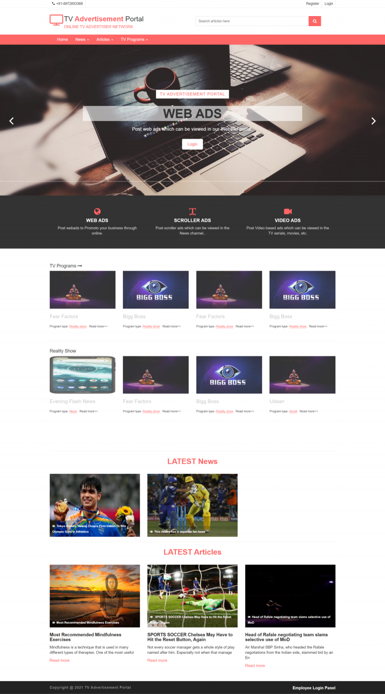 TV Advertisement Management System Developed using PHP and MySQL - Student Projects Live