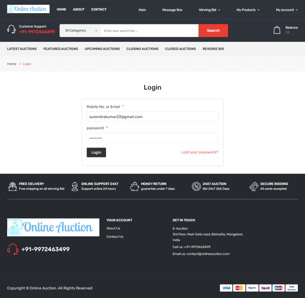 Online Auction Project screenshots - Student Projects Live