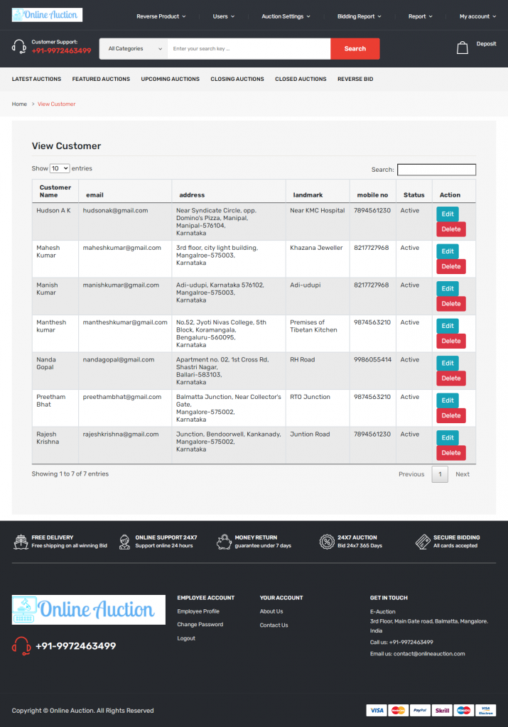 Online Auction Project screenshots - Student Projects Live